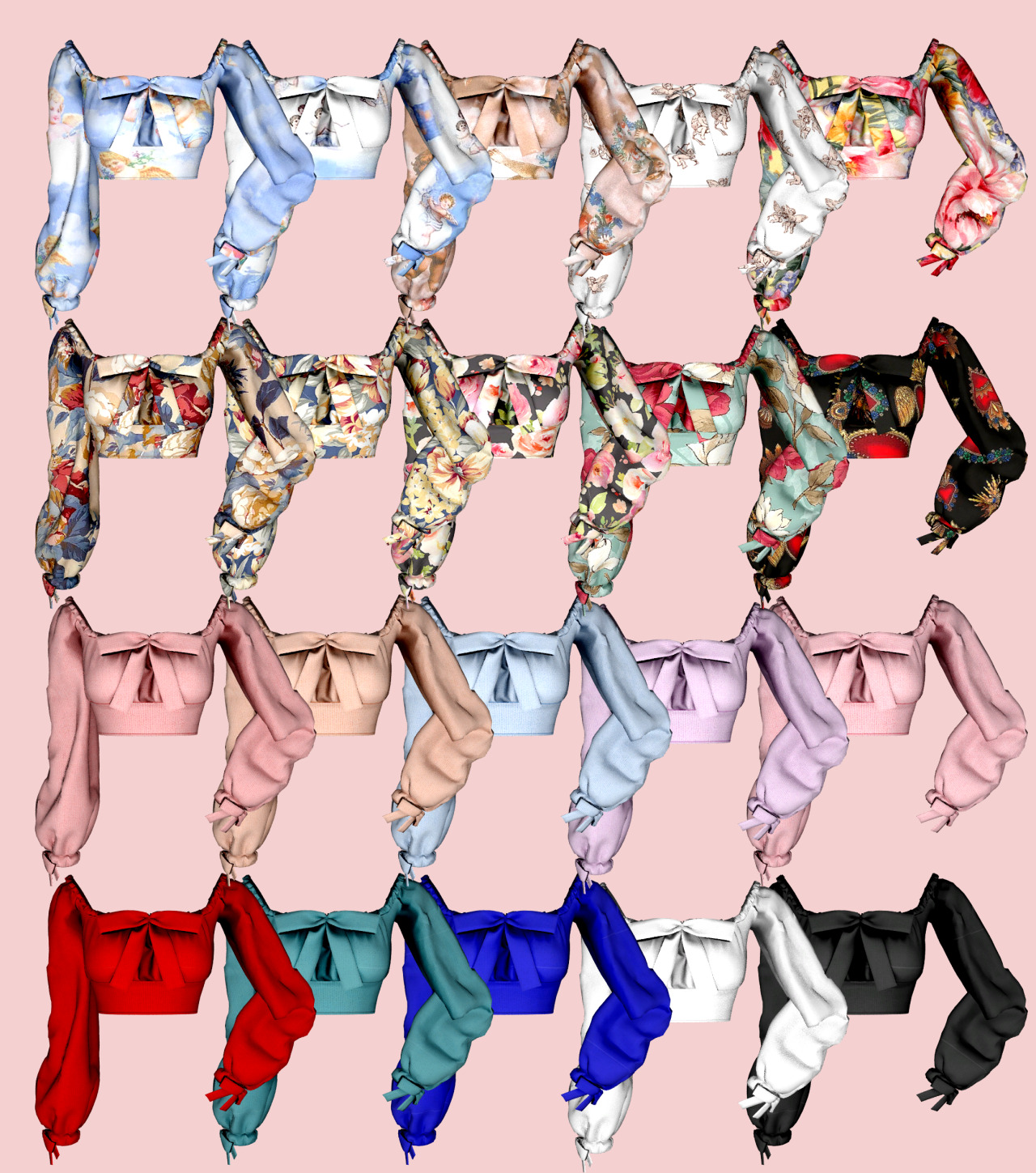 Rimings: Ribbon Square Neck Blouse and Button Denim Skirt • Sims 4 ...