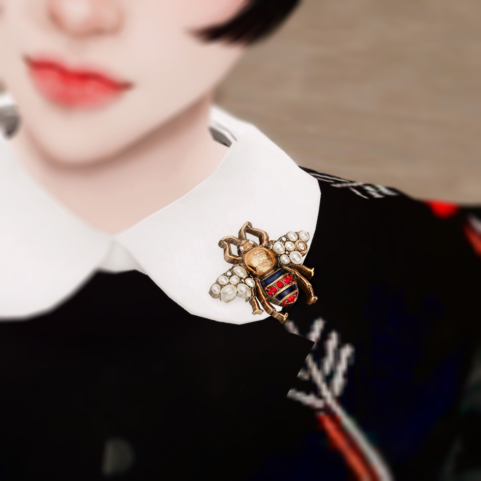 Rimings: Brooch and Round Collar Ribbon Dress • Sims 4 Downloads