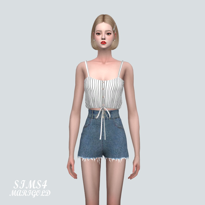SIMS4 Marigold: A Summer Sleeveless Crop Top • Sims 4 Downloads