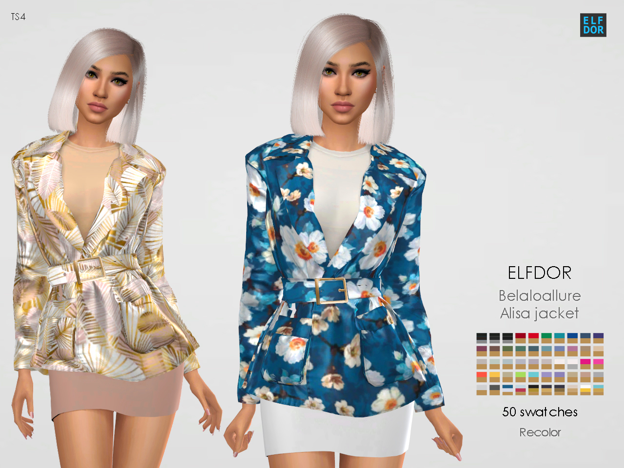 Elfdor: Belaloallure Alisa Jacket RC • Sims 4 Downloads