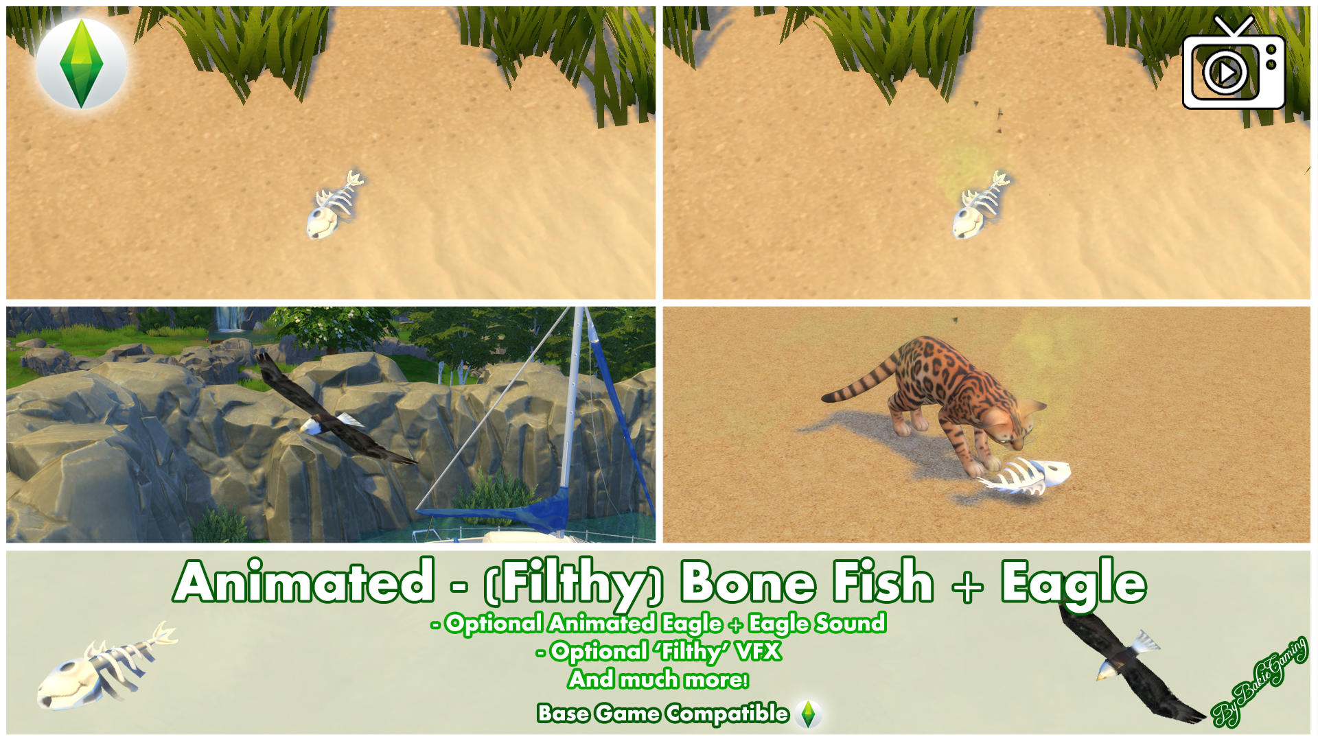 Mod The Sims: Animated Filthy Bone Fish and Eagle by Bakie • Sims 4 ...