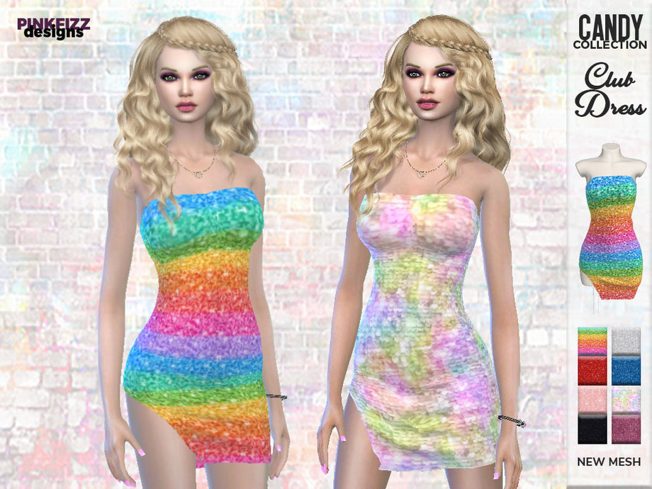 The Sims Resource: Candy Club Dress by Pinkfizzzzz • Sims 4 Downloads