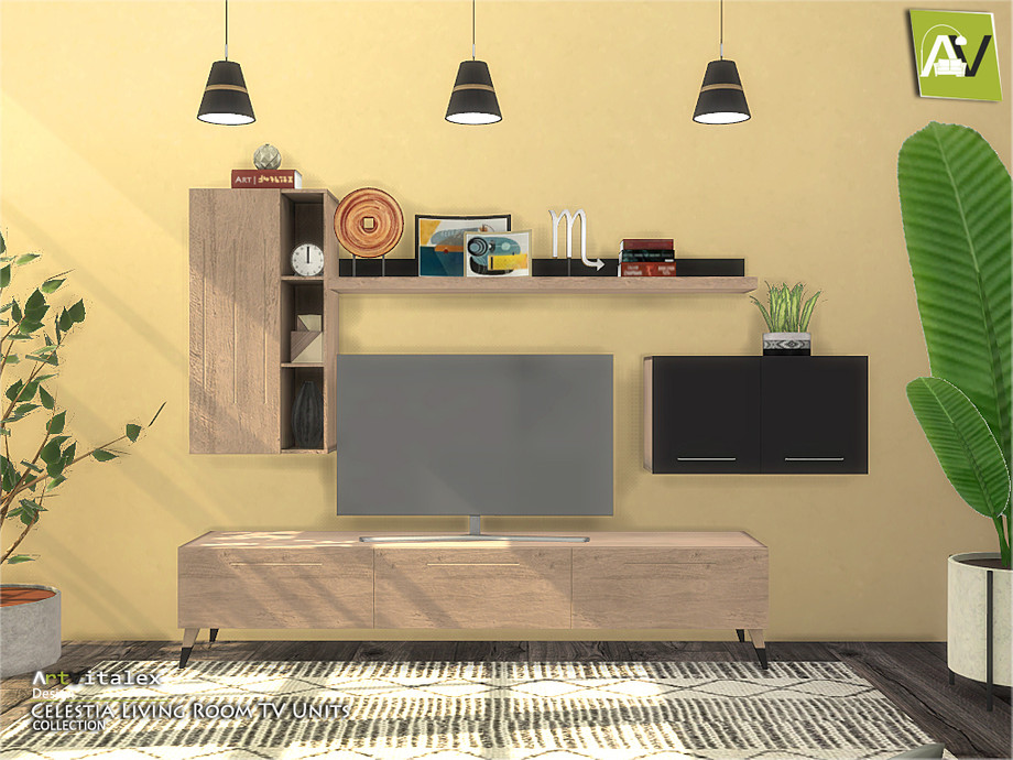 The Sims Resource: Celestia Living Room TV Units by ArtVitalex • Sims 4 ...