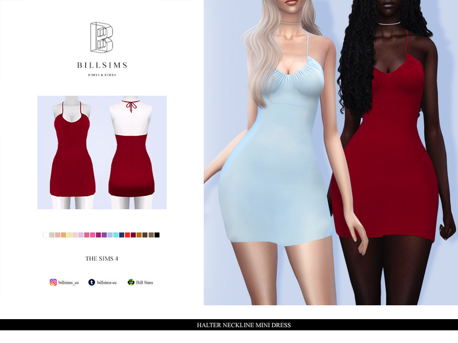 The Sims Resource: Halter Neckline Mini Dress by Bill Sims • Sims 4 ...
