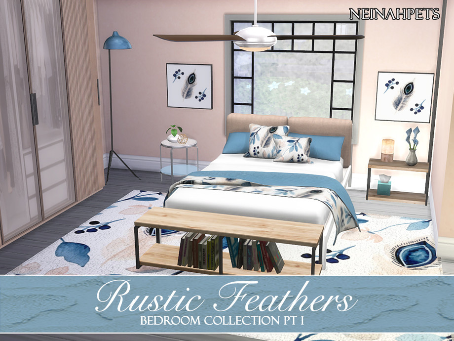 The Sims Resource: Rustic Feathers Bedroom Pt I by neinahpets • Sims 4 ...