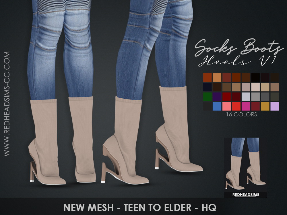 Red Head Sims: Socks Boots Heels • Sims 4 Downloads