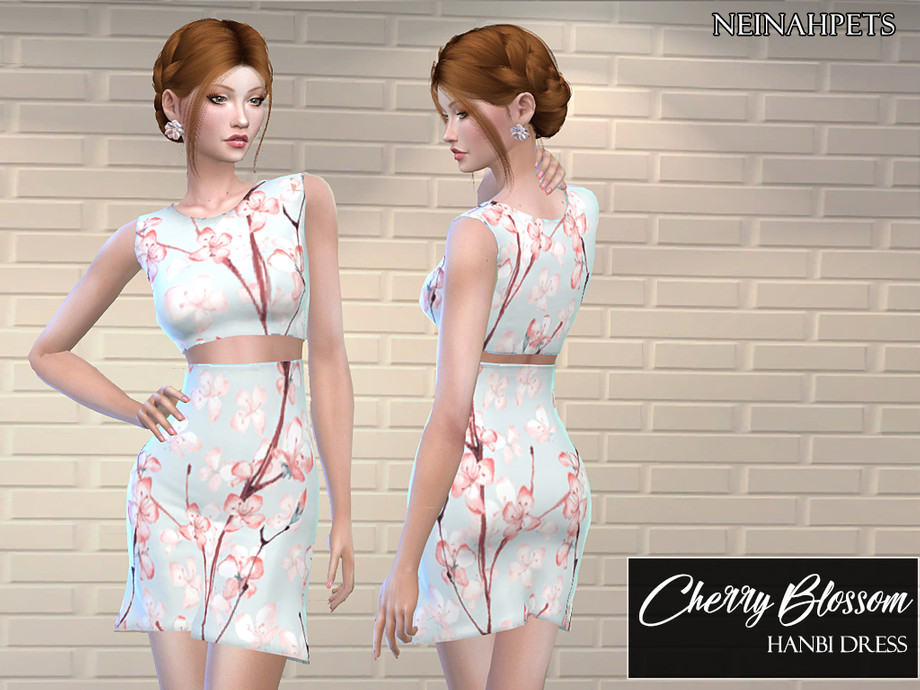 The Sims Resource: Cherry Blossom Hanbi Dress by neinahpets • Sims 4 ...