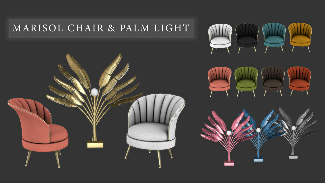 Leo 4 Sims: Marisol Chair and Palm Lights • Sims 4 Downloads