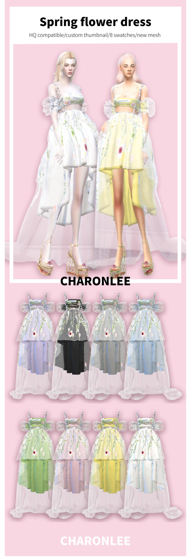 Spring flower dress from Charonlee • Sims 4 Downloads