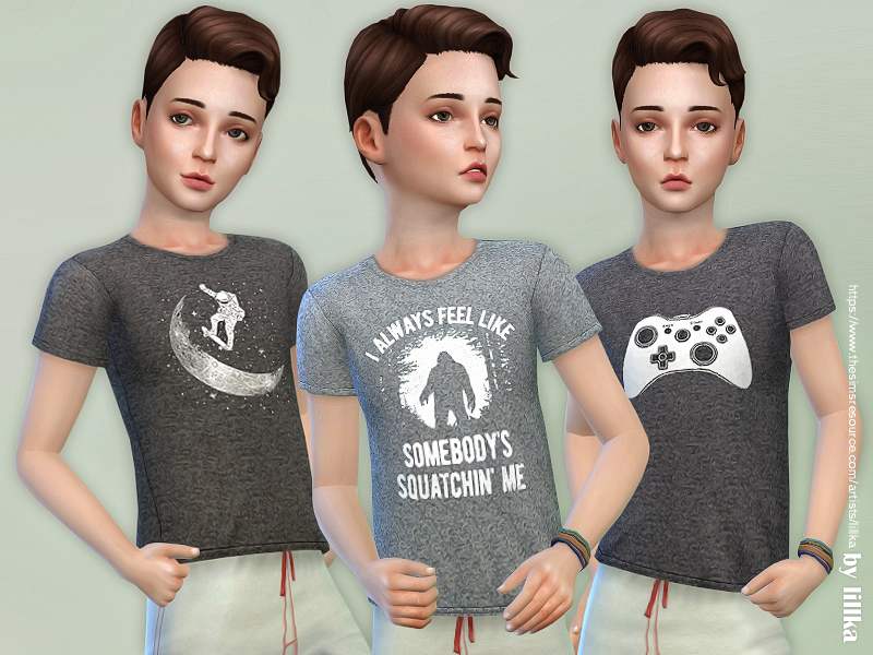 The Sims Resource: T-Shirt Collection for Boys P17 by lillka • Sims 4 ...