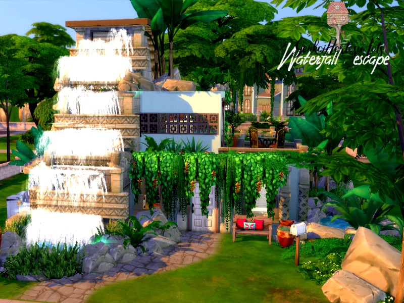 The Sims Resource: Waterfall escape house by GenkaiHaretsu • Sims 4 ...