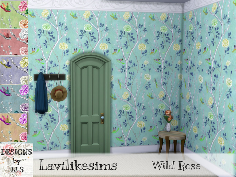 The Sims Resource: Wild Rose Walls by lavilikesims • Sims 4 Downloads