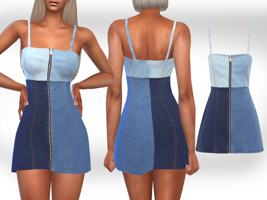 Denim Patch Dresses by Saliwa from TSR • Sims 4 Downloads