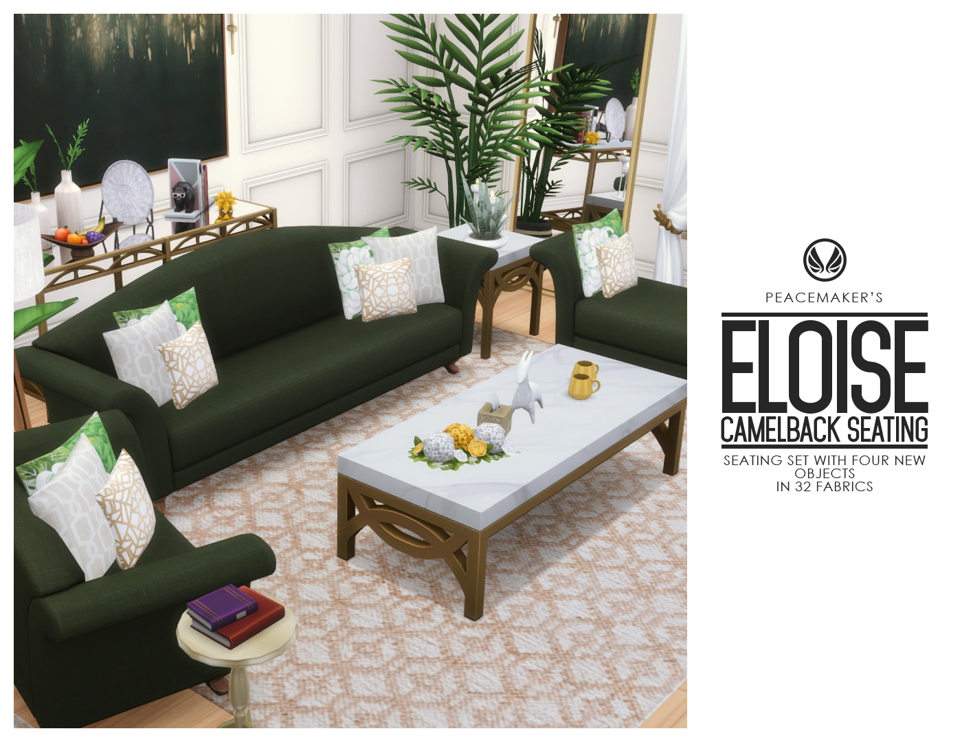 Eloise Camelback Seating from Simsational designs • Sims 4 Downloads