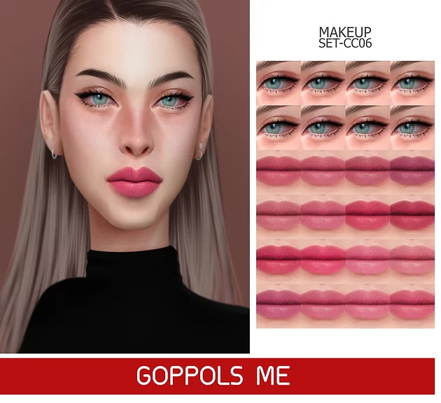 Gold Makeup Set CC06 from GOPPOLS Me • Sims 4 Downloads