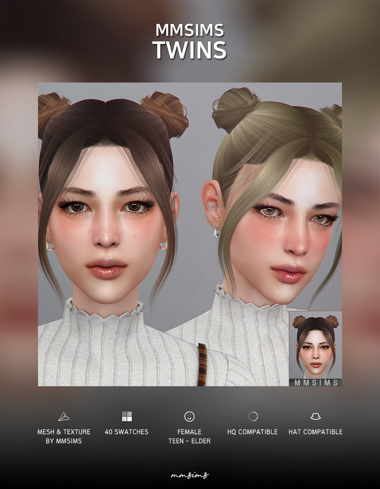 Hair Twins from MMSIMS • Sims 4 Downloads
