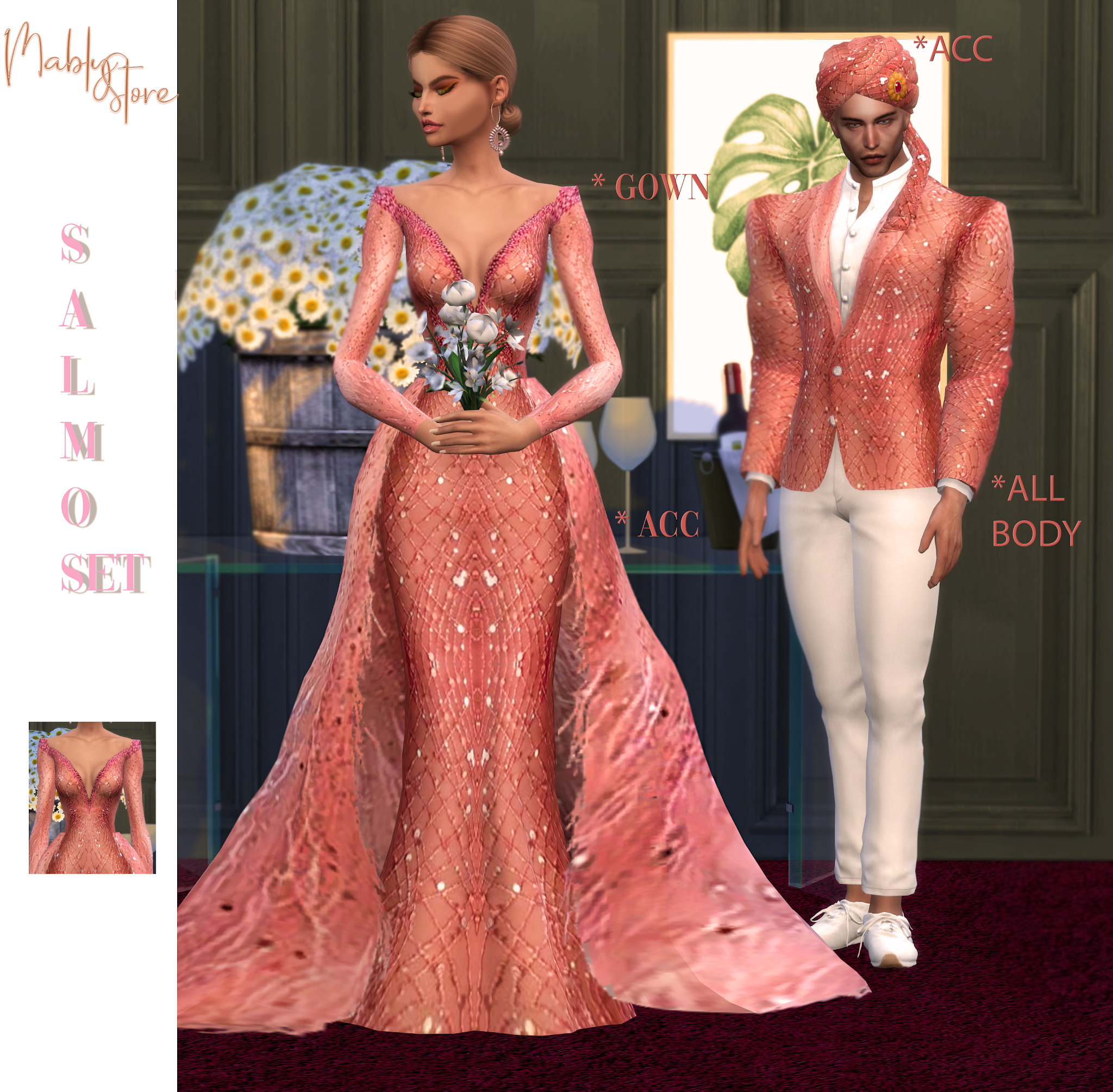 Salmon Set from Mably Store • Sims 4 Downloads