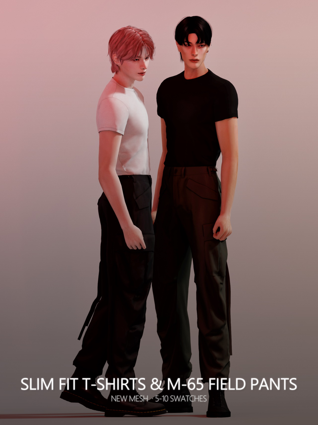 Slim Fit T-Shirts and M-65 Field Pants from Rona Sims • Sims 4 Downloads
