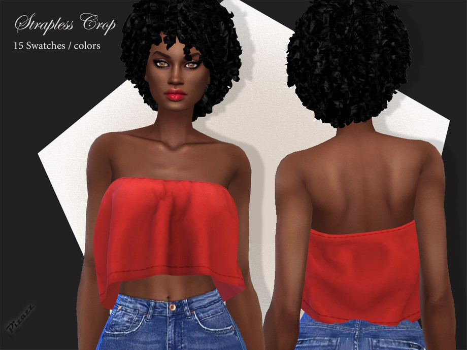 Strapless Crop Top by pizazz from TSR • Sims 4 Downloads
