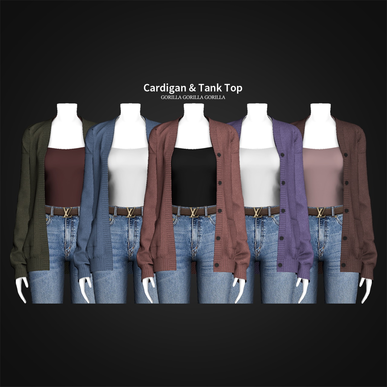 Cardigan and Tank Top from Gorilla • Sims 4 Downloads