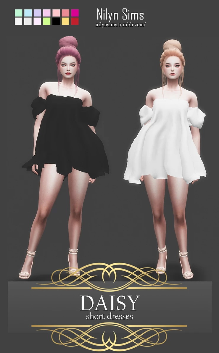 Daisy Short Dress from Nilyn Sims 4 • Sims 4 Downloads