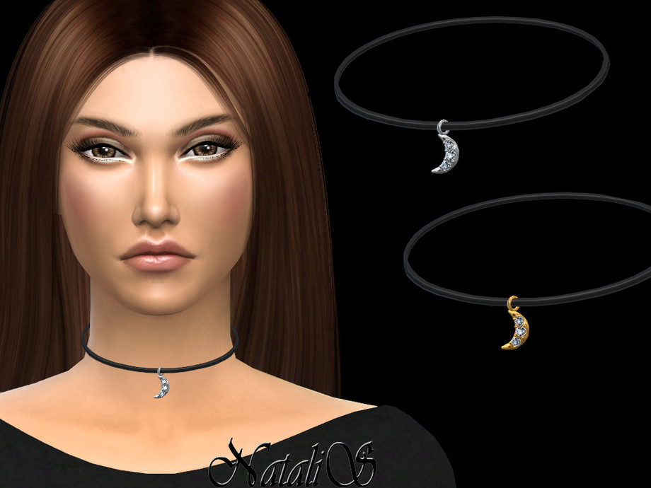 Crescent moon pendant choker by NataliS from TSR • Sims 4 Downloads