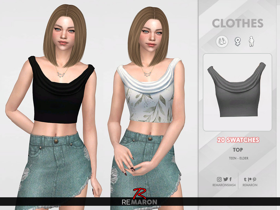 Ruffle Top for Women 01 by remaron from TSR • Sims 4 Downloads