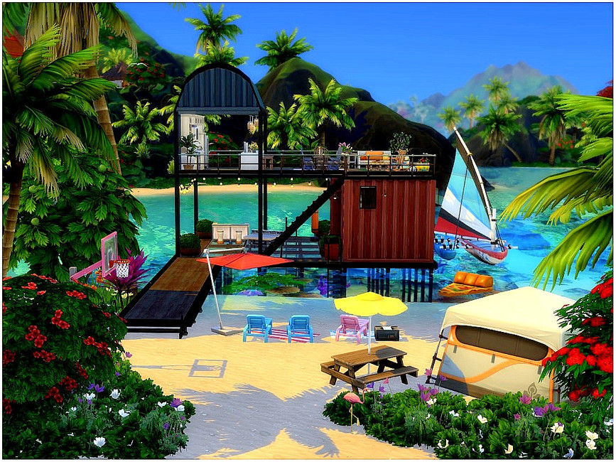 Sea Container Home by lotsbymanal from TSR • Sims 4 Downloads