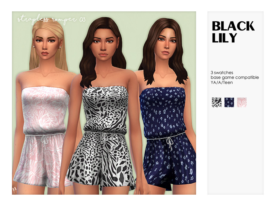 Strapless Romper 03 by Black Lily from TSR • Sims 4 Downloads