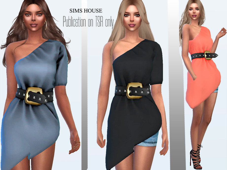 Women's tunic with a belt with rivets by Sims House from TSR • Sims 4 ...