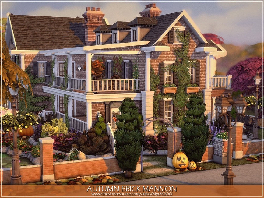 Autumn Brick Mansion by MychQQQ from TSR • Sims 4 Downloads