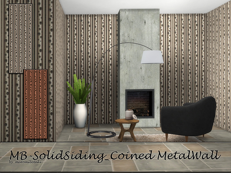 Coined Metal Wall by matomibotaki from TSR • Sims 4 Downloads