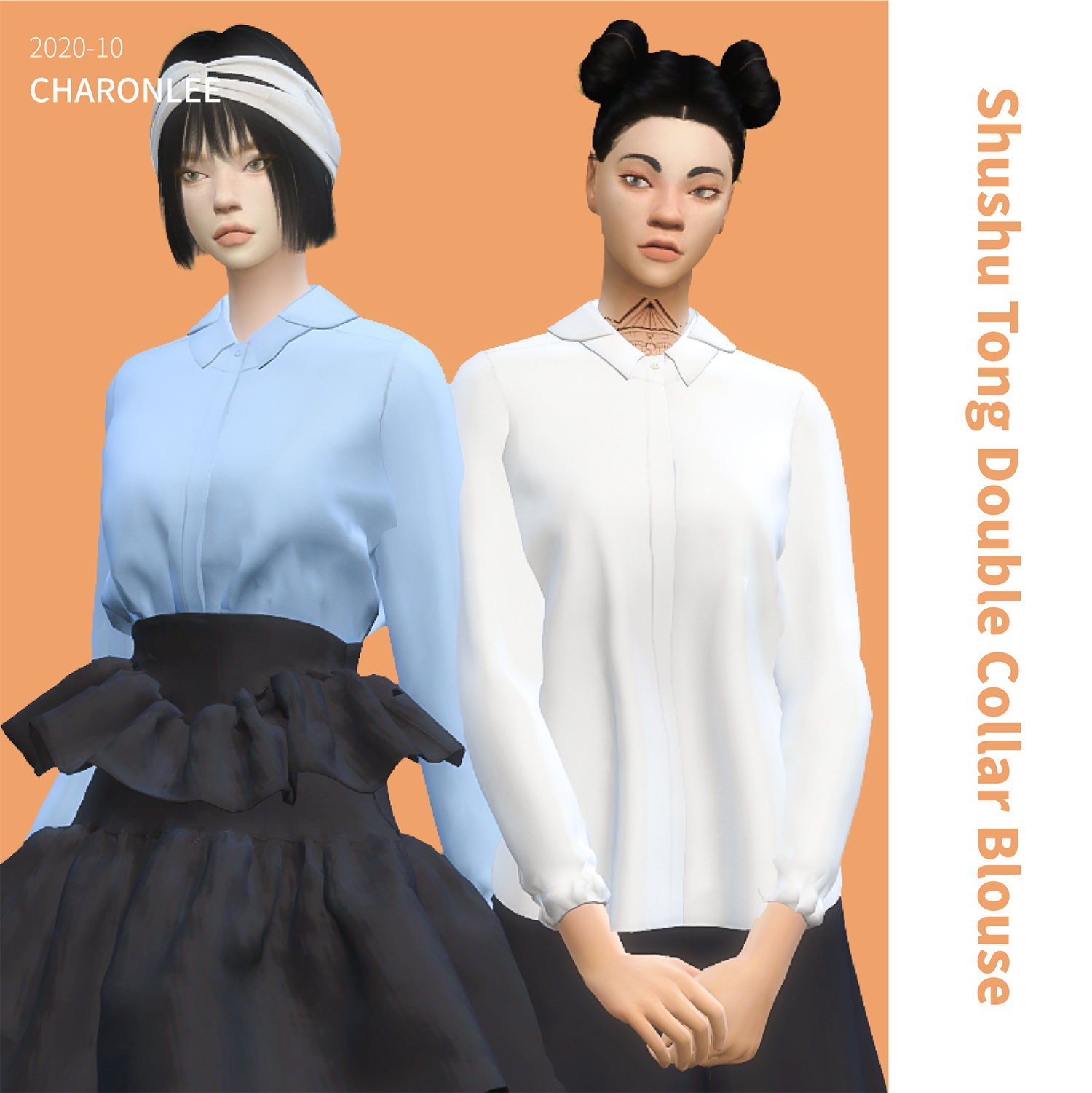 Double Collar Blouse from Charonlee • Sims 4 Downloads
