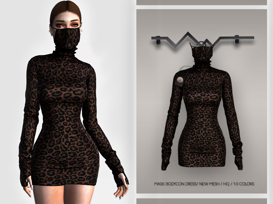 Mask Bodycon Dress by busra-tr from TSR • Sims 4 Downloads