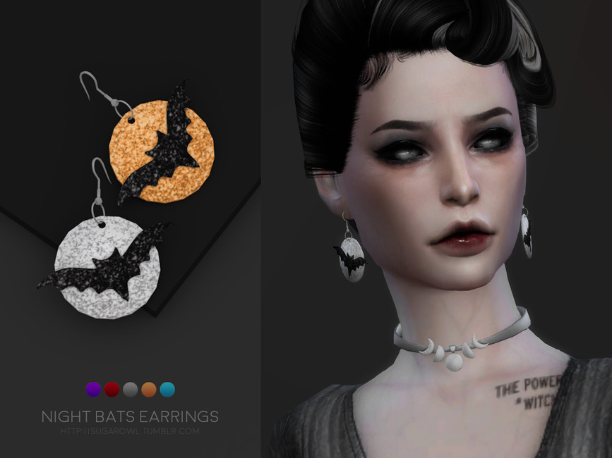 Night Bats earrings by sugar owl from TSR • Sims 4 Downloads