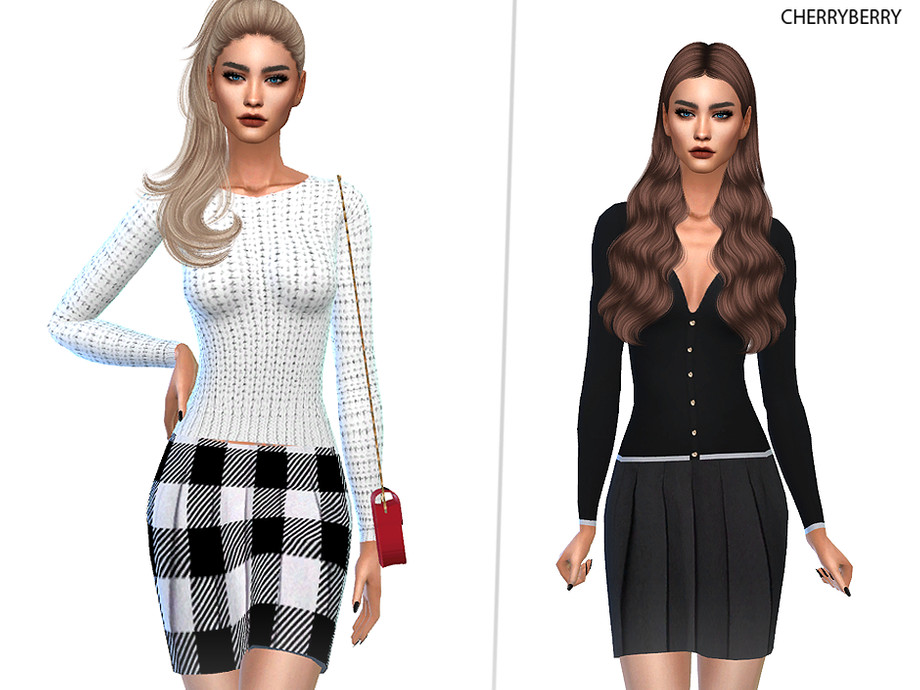 Preppy Miniskirt by CherryBerrySim from TSR • Sims 4 Downloads
