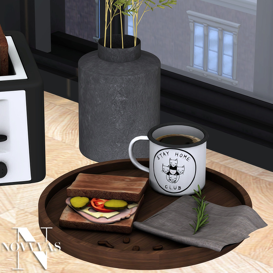 Tray with coffee and Sandwich from NOVVAS • Sims 4 Downloads