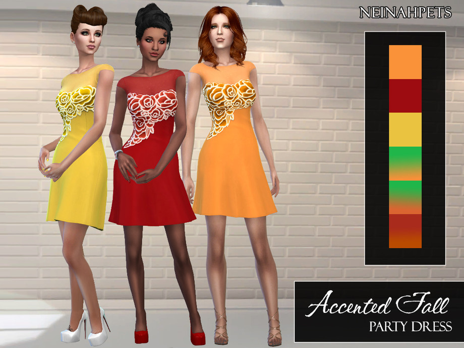 Accented Fall Party Dress by neinahpets from TSR • Sims 4 Downloads