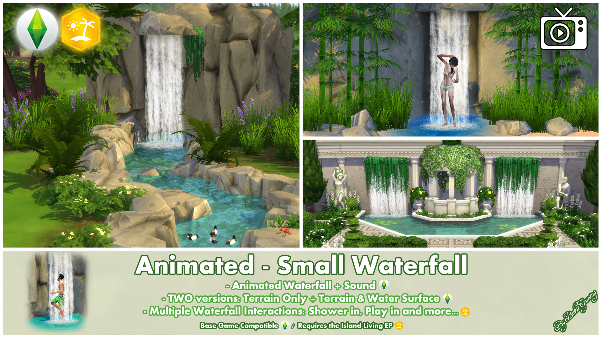 Animated Small Waterfall by Bakie from Mod The Sims • Sims 4 Downloads