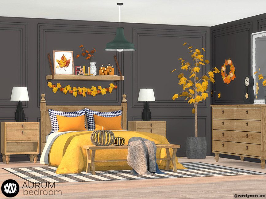 Aurum Bedroom by wondymoon from TSR • Sims 4 Downloads