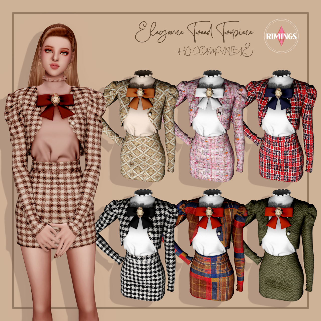Elegance Tweed Twopiece from Rimings • Sims 4 Downloads
