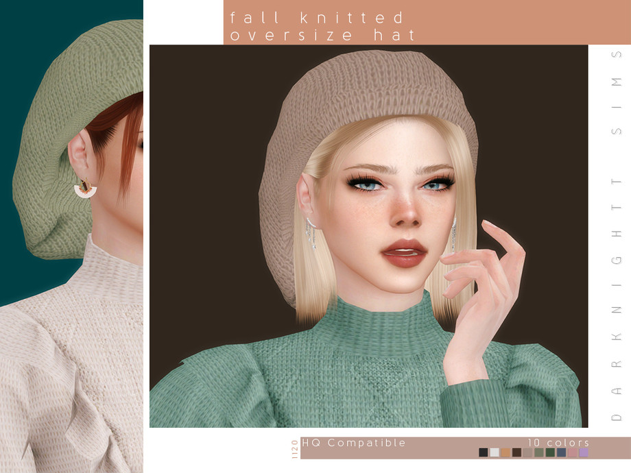 Fall Knitted Oversize Hat by DarkNighTt from TSR • Sims 4 Downloads