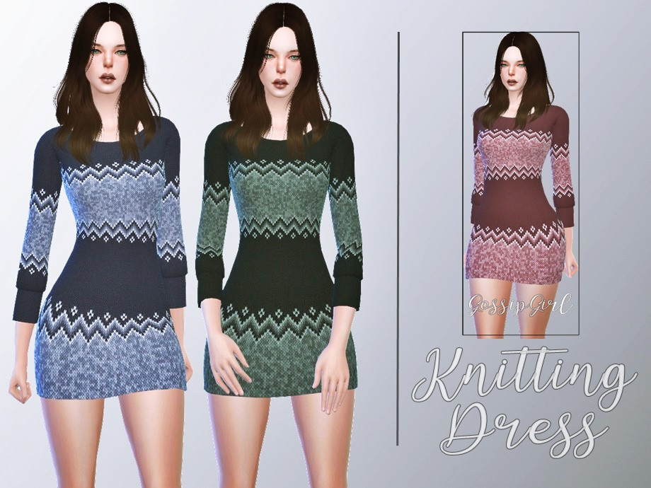 Knitting Dress by GossipGirl-S4 from TSR • Sims 4 Downloads