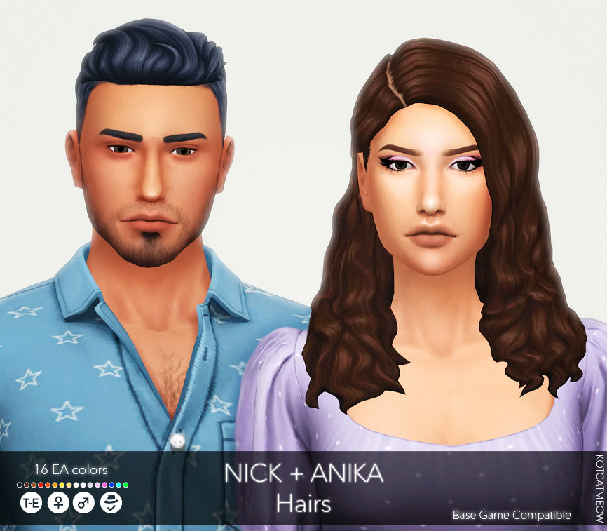 Nick and Anika Hairs from Kot Cat • Sims 4 Downloads