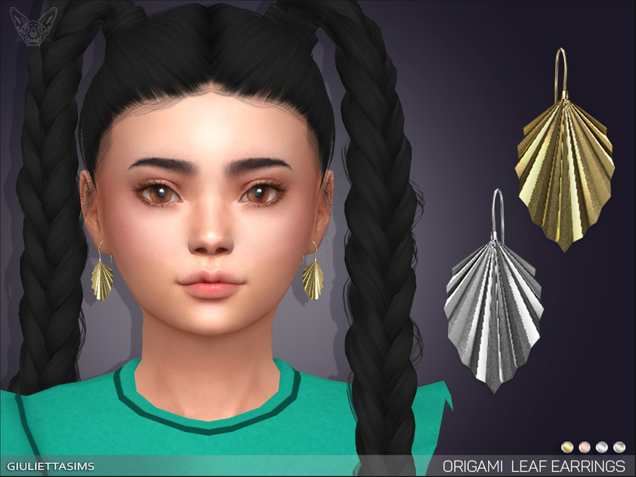 Origami Leaf Earrings by feyona from TSR • Sims 4 Downloads