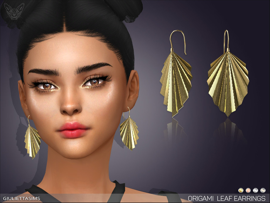 Origami Leaf Earrings by feyona from TSR • Sims 4 Downloads