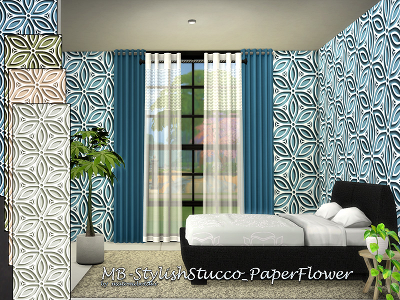 Paper Flower Walls by matomibotaki from TSR • Sims 4 Downloads
