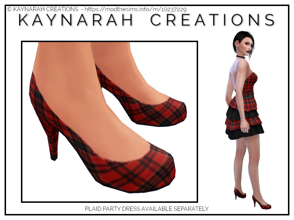 Red Plaid Heels by Kaynarah from Mod The Sims • Sims 4 Downloads