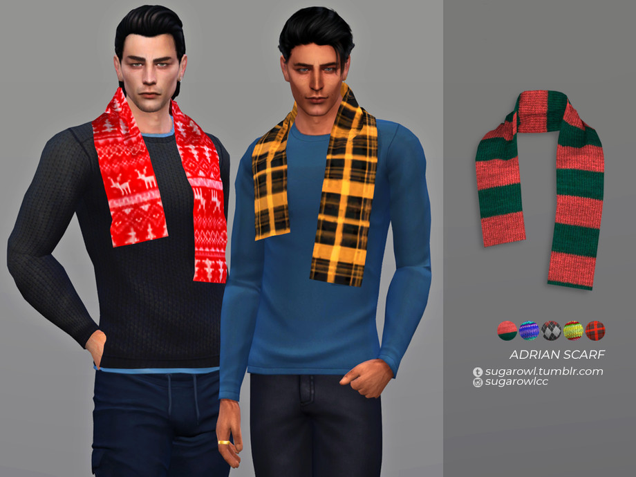 Adrian scarf by sugar owl from TSR • Sims 4 Downloads