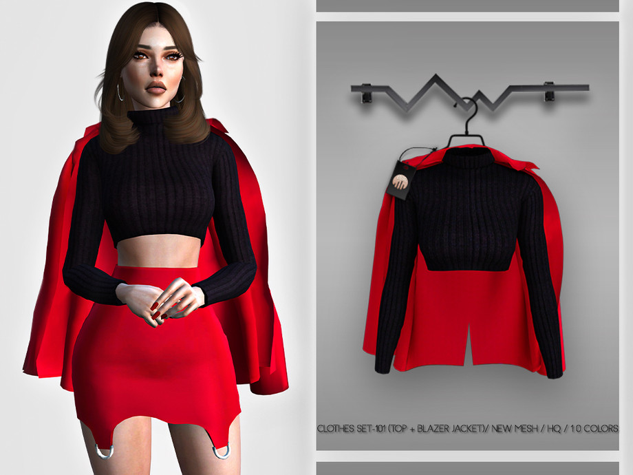 Clothes Set 101 Top and Jacket by busra-tr from TSR • Sims 4 Downloads
